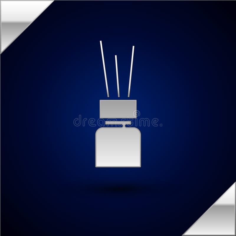 Silver Aroma Diffuser Icon Isolated on Dark Blue Background. Glass Jar ...