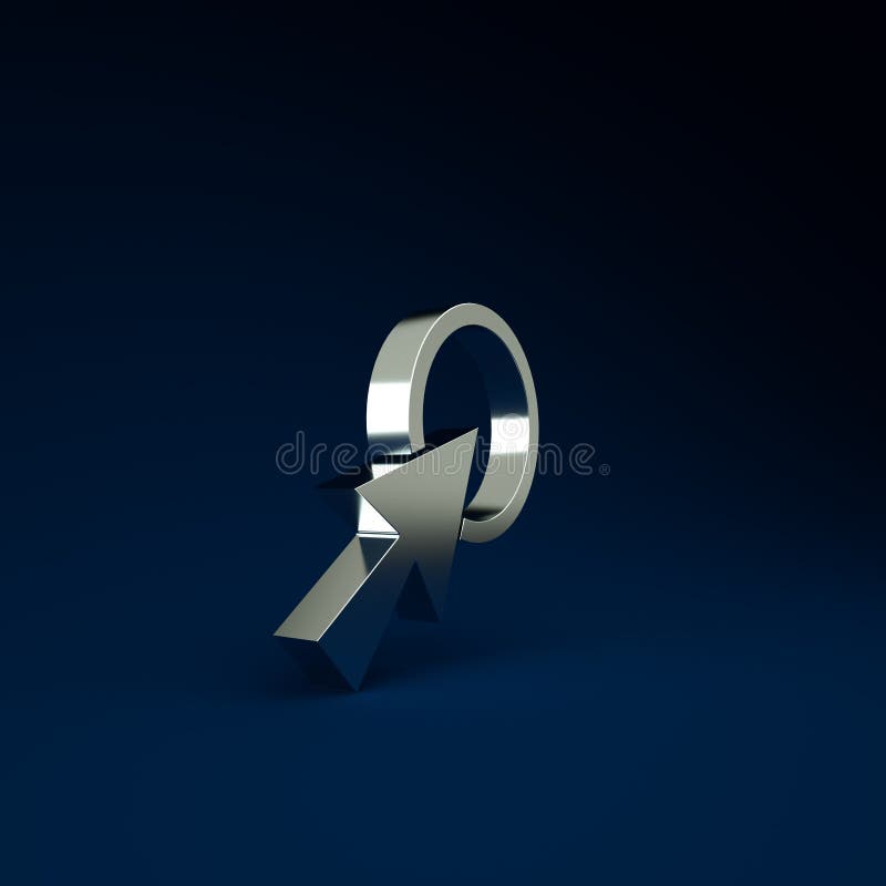 Silver Arrow Cursor Icon Isolated on Blue Background. Minimalism ...