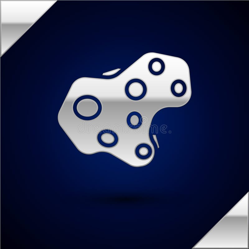 Silver Asteroid Icon Isolated on Dark Blue Background. Vector ...