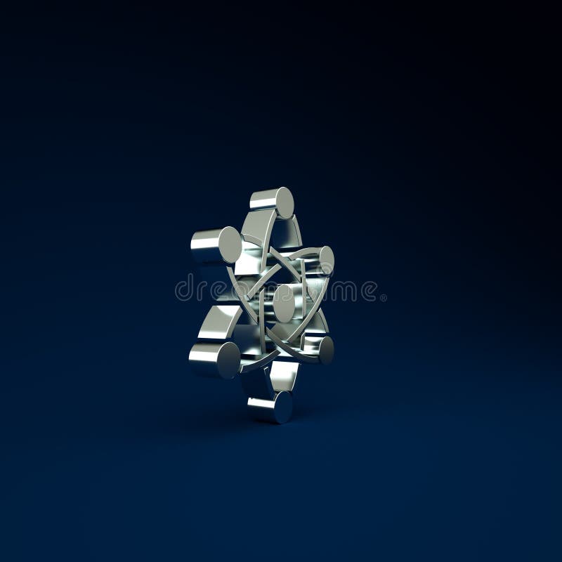 Silver Atom Icon Isolated on Blue Background. Symbol of Science ...
