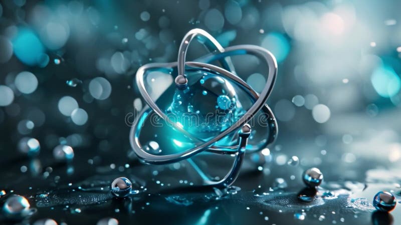 Silver Atomic Model with Blue Orb on Blue Background Stock Video ...