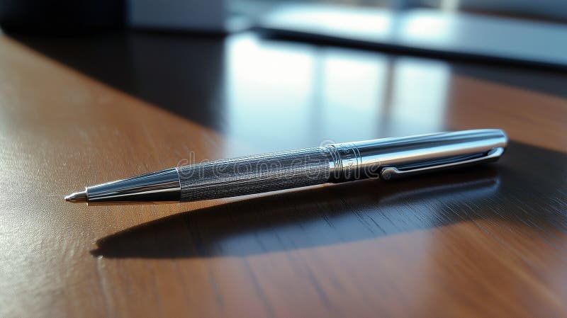 Silver Attorney Pen on an Office Desk Stock Image - Image of table ...