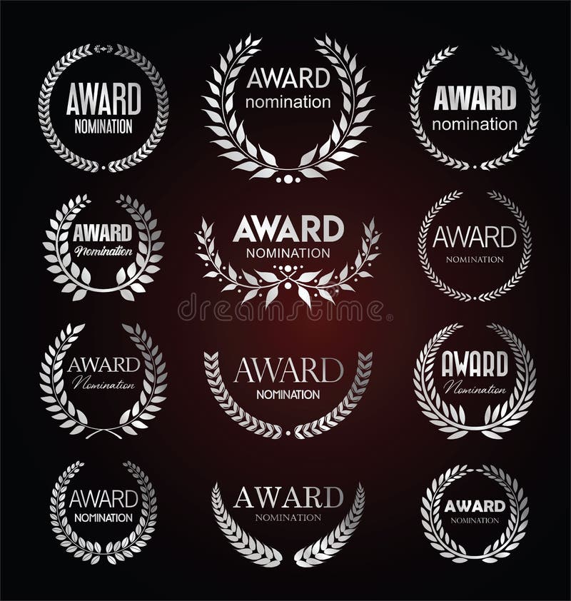 Award Signs Thin Line Color Round Design Template Banner. Vector Stock ...