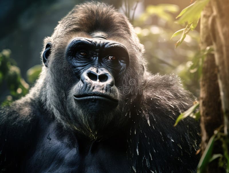 Ai Generated Illustration Wildlife Concept of Silver Back Gorilla Stock Illustration ...