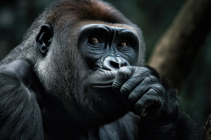 Silver Back Gorilla Portrait on Nature Stock Image - Image of mountain ...