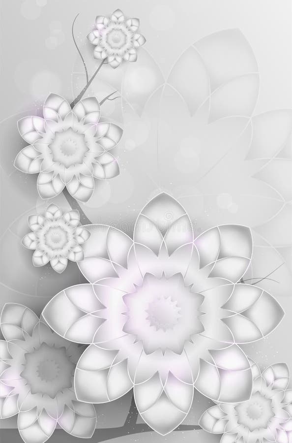 Silver Background with Abstract Flowers Stock Vector - Illustration of ...