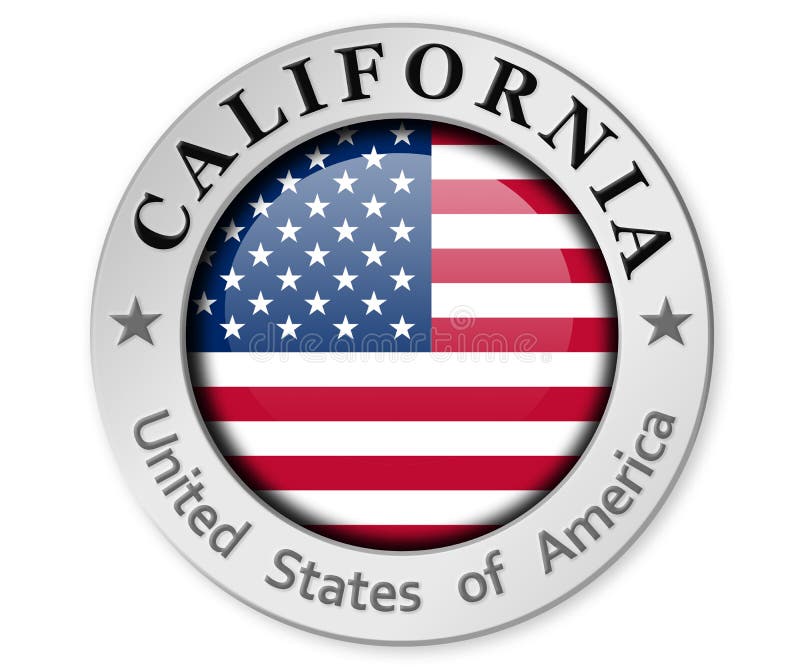 Silver Badge with California and USA Flag Stock Illustration ...