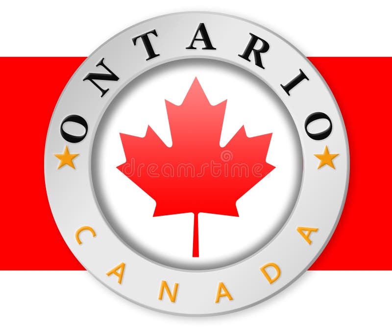 Silver Badge with Ontario and Canada Flag Stock Illustration ...