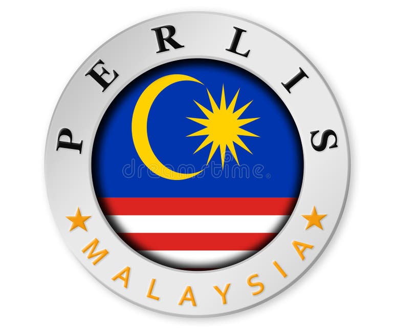 Silver Badge with Perlis and Malaysia Flag Stock Illustration ...