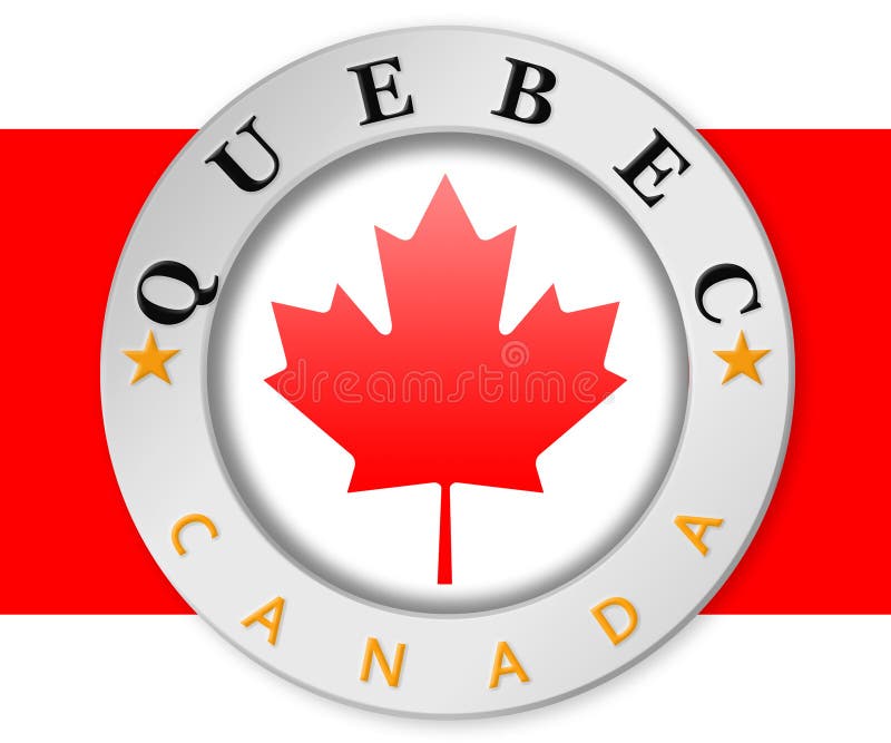 Silver Badge with Quebec and Canada Flag Stock Illustration ...