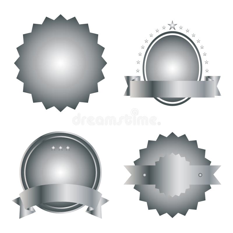 Silver badges set stock vector. Illustration of template - 256588287