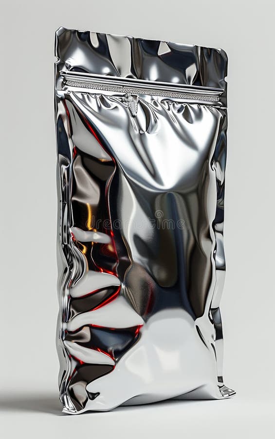 A Silver Bag with a Red Stripe on it Stock Illustration - Illustration ...