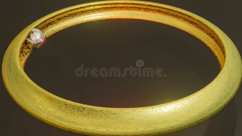 Silver Ball Inside a Gold Ring on a Dark Background. 3d Render Stock ...