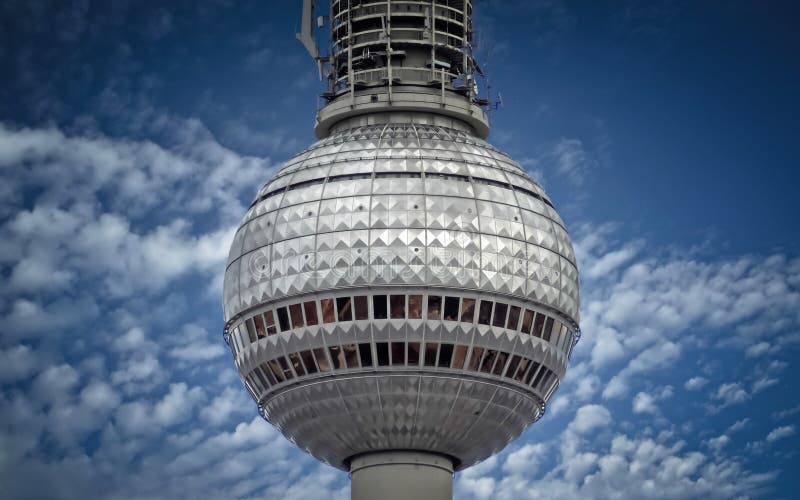 The Silver Ball of Tv Tower in Berlin Stock Image - Image of ...