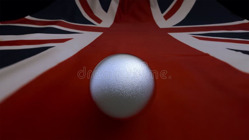 Silver Ball on a Union Jack Flag. 3d Rendering. Stock Illustration ...