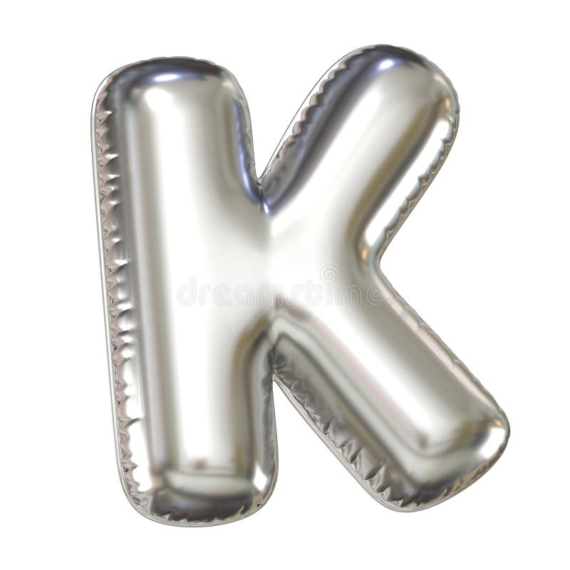 Silver Balloon Font 3d Rendering, Letter K Stock Illustration ...