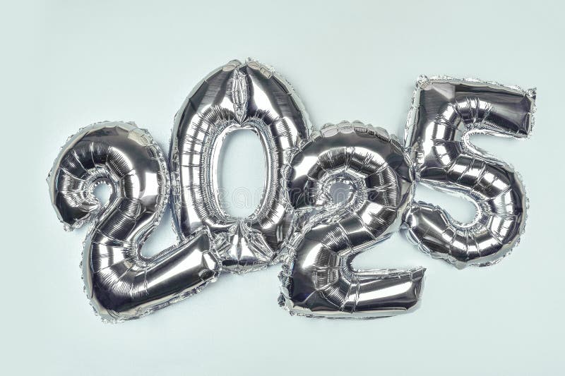 2025 Silver Balloon Numbers Blue Background Stock Photos - Free ...