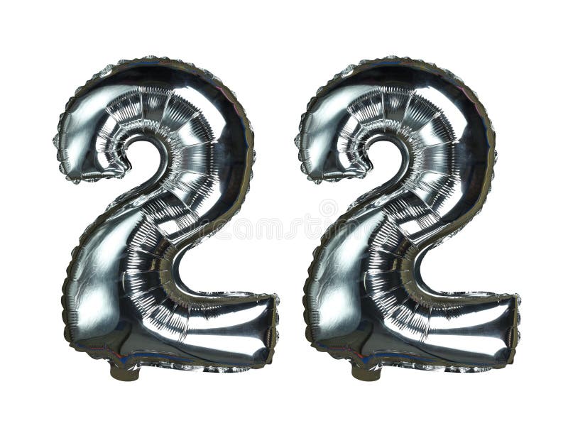 Silver Balloon in the Shape of the Number Two, Twenty Two Numbers Stock ...