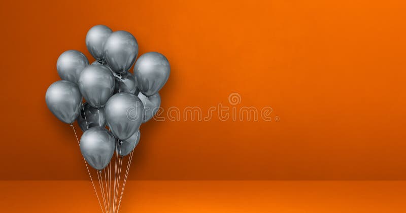 Silver Balloons Bunch on a Purple Wall Background. Horizontal Banner ...