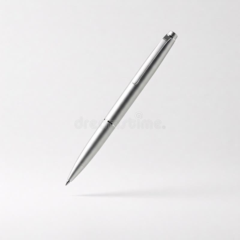 Silver Ballpoint Pen Isolated on White Stock Illustration ...