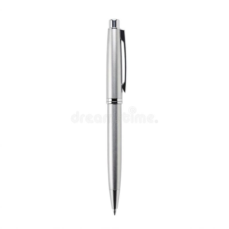 Silver Ballpoint Pen Isolated on White Stock Illustration ...