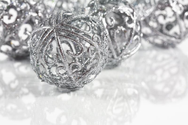 Silver Balls on White Background Stock Image - Image of elegant ...