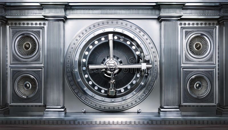 Silver bank vault front stock illustration. Illustration of handle ...