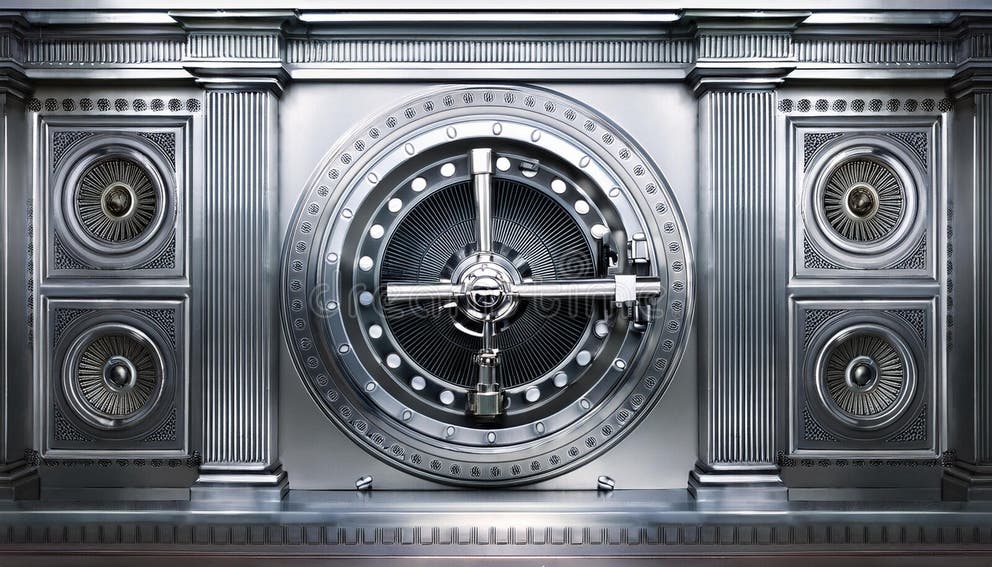 Silver bank vault front stock illustration. Illustration of handle ...
