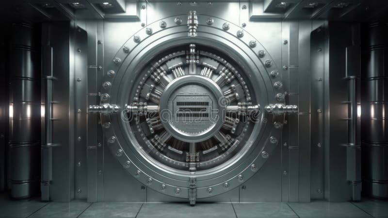 Silver bank vault front stock illustration. Illustration of treasure ...