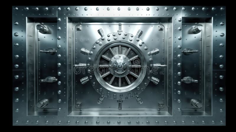 Silver bank vault front stock illustration. Illustration of lock ...