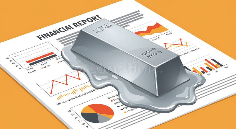Silver Bar on Financial Report with Graph and Pie Chart Stock ...