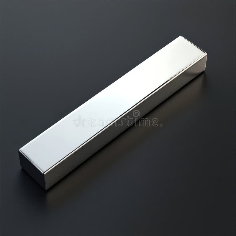 Silver Bar Lying on a Smooth Black Surface with Reflections and Shadows ...