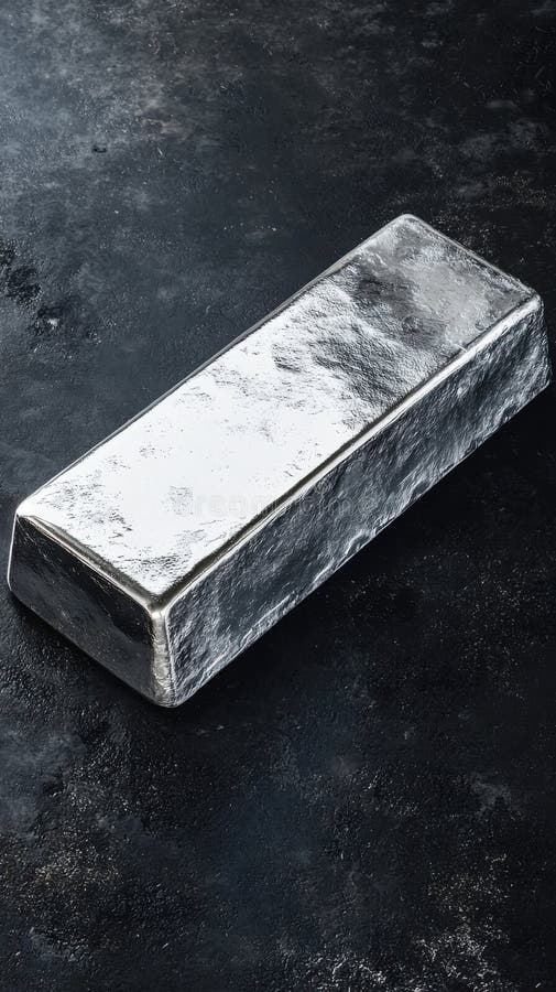 Silver Bar Placed on a Smooth Black Surface Reflecting Light and ...