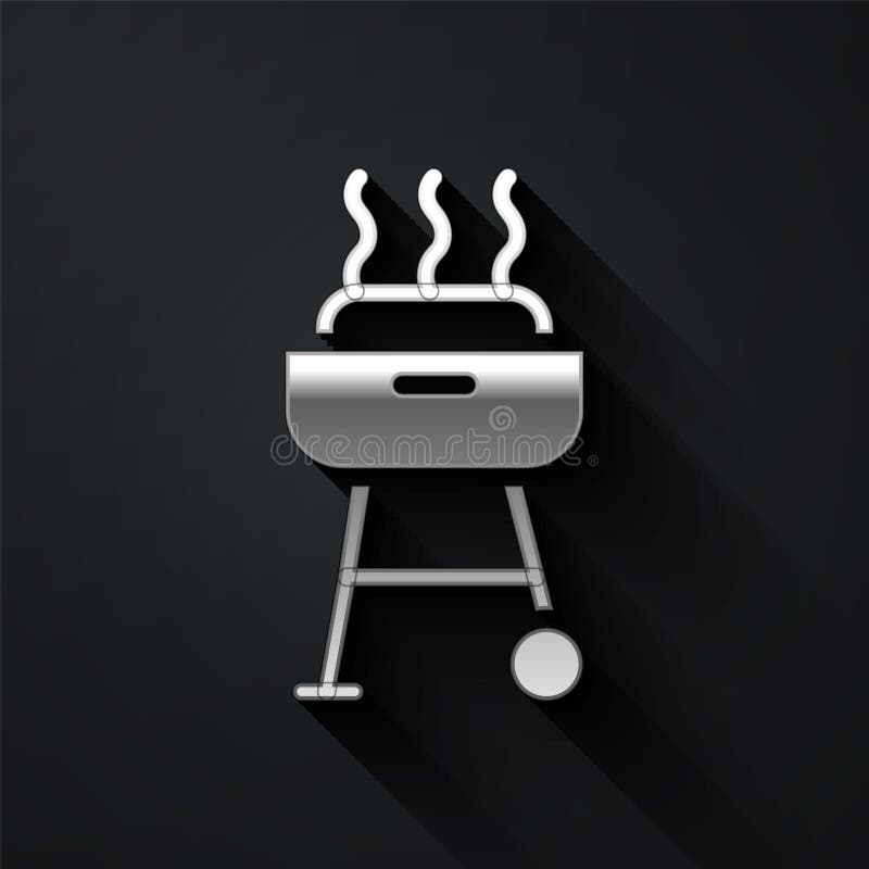 Silver Barbecue Grill Icon Isolated on Black Background. BBQ Grill ...