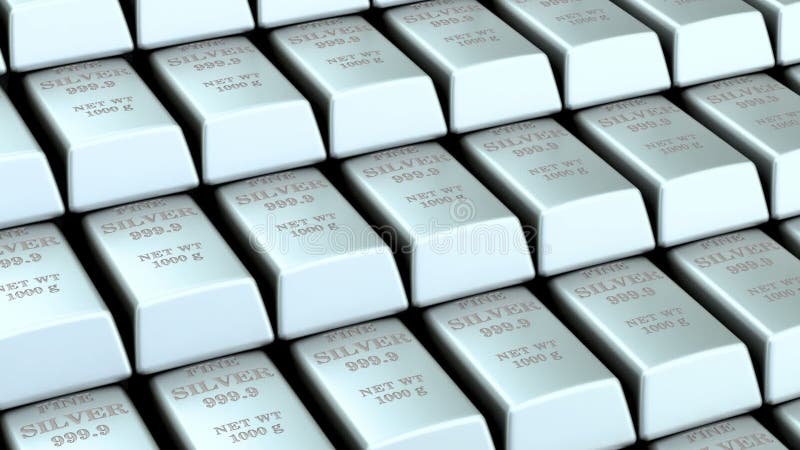 Silver Ingots, Looped. 3D Render. Silver Bars Moving Background ...