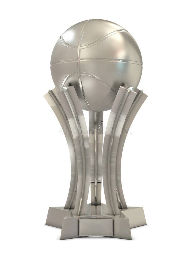 Silver Basketball Award Trophy with Ball and Stars Stock Illustration ...