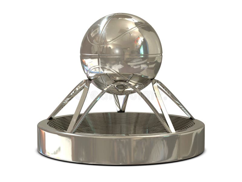Silver Basketball Trophy with Ball and Stadium Stock Illustration ...