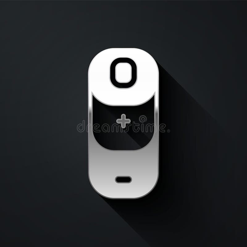 Silver Battery Charge Level Indicator Icon Isolated on Black Background ...