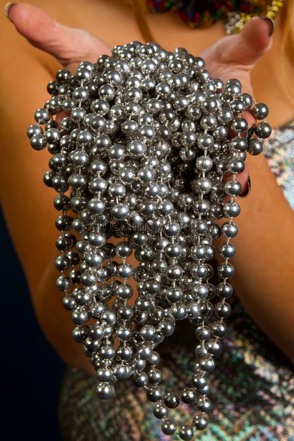 Silver Beads in His Hands Young Girl Stock Photo - Image of abstract ...