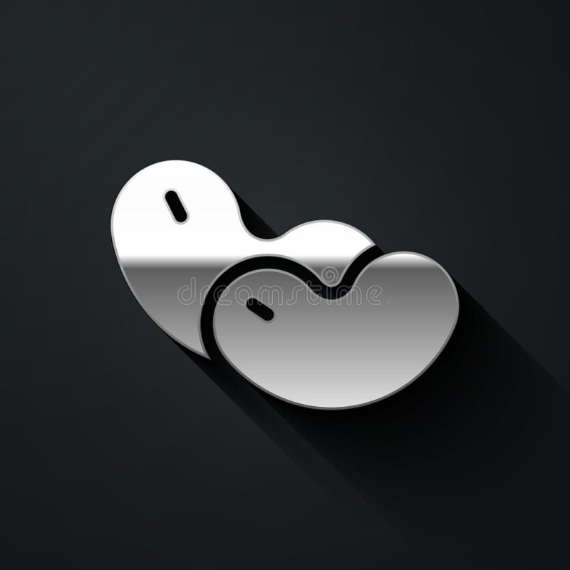 Silver Beans Icon Isolated on Black Background. Long Shadow Style Stock ...