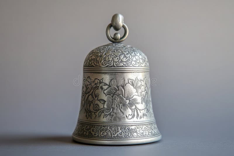 A Silver Bell with Etched Floral Designs Stock Illustration ...