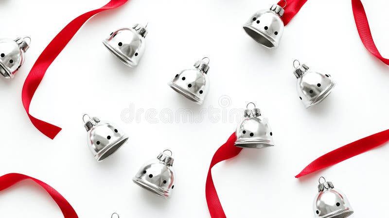 Silver Bells with Red Ribbons, Ready To Ring in the Holidays Stock ...
