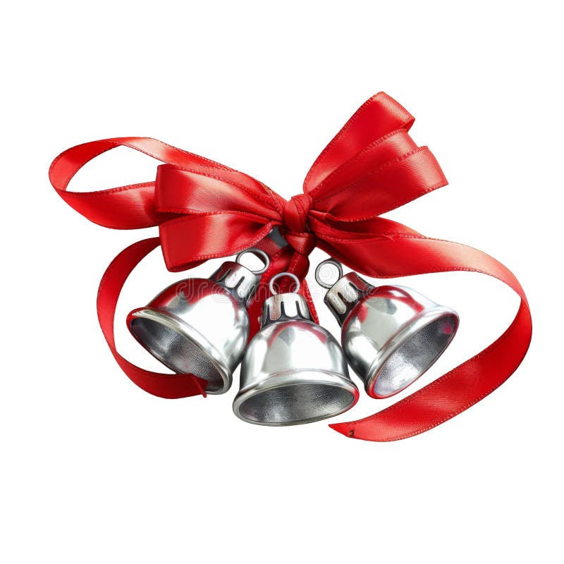 Silver Bells Tied with a Red Ribbon Stock Illustration - Illustration ...