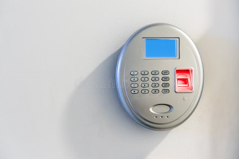 Silver Biometric Scan with Red Fingerprint Sensor Stock Image - Image ...