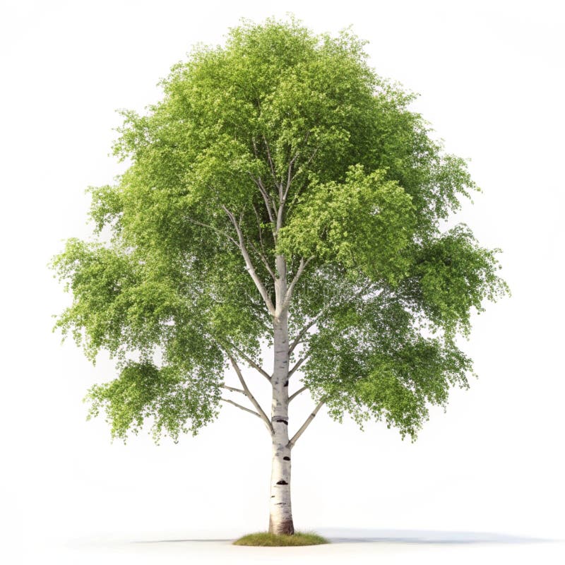 Silver Birch Tree Isolated on Transparent Background Stock Illustration ...