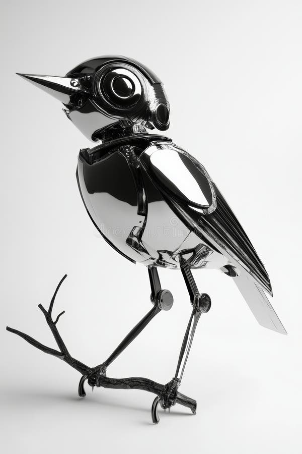 Silver Bird with a Black Beak and Black and White Feathers Stock ...