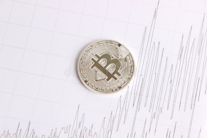 Silver Bitcoin on the Background Graphics Stock Image - Image of ...