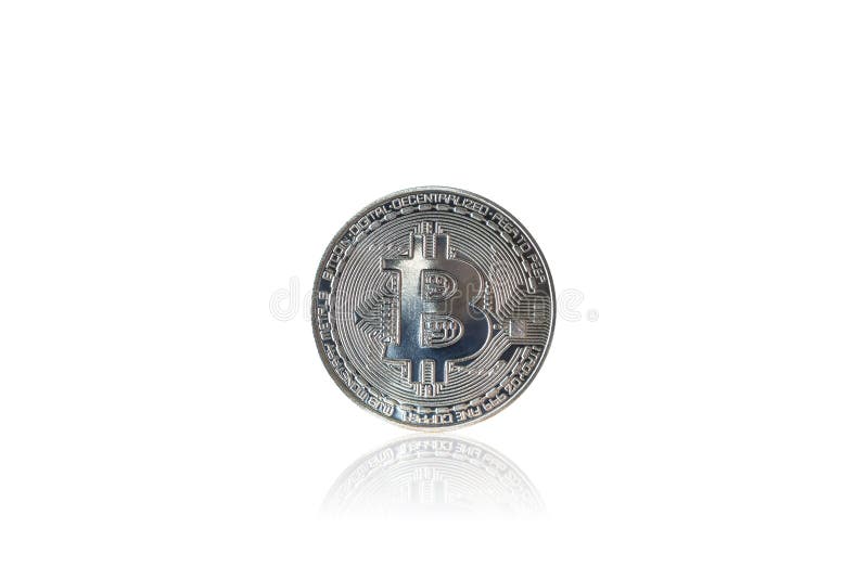 Silver Bitcoin Coin Digital Cryptocurrency Isolate on White Background ...