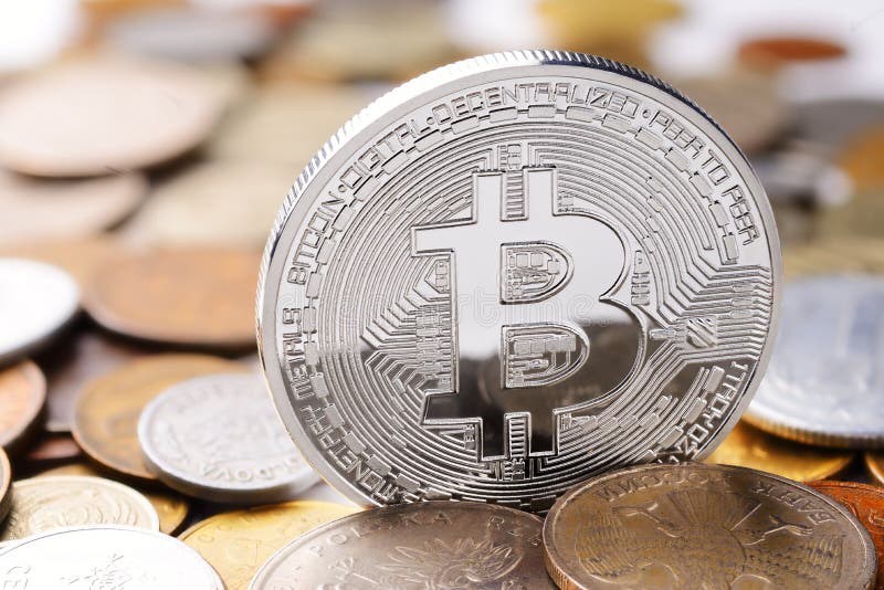 Silver Bitcoin exchange stock image. Image of internet - 76108153