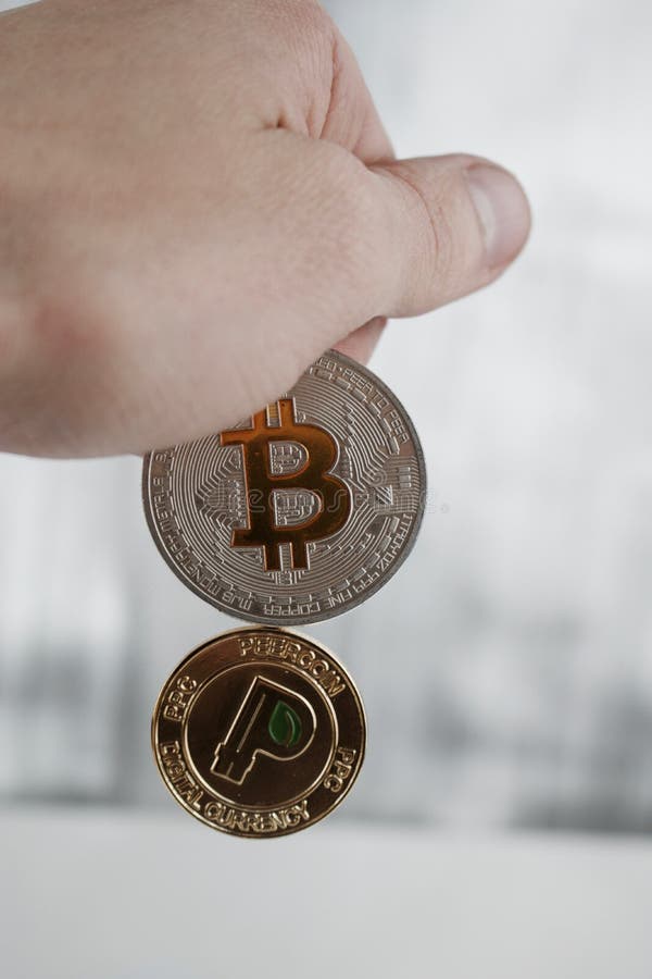 Silver Bitcoin and Gold Peercoin Stock Image - Image of peercoin ...
